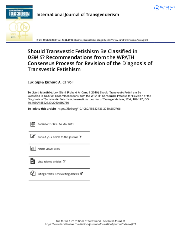 (PDF) Should Transvestic Fetishism Be Classified in DSM 5 ...