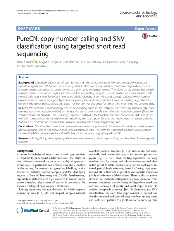 (PDF) PureCN: copy number calling and SNV classification using targeted ...