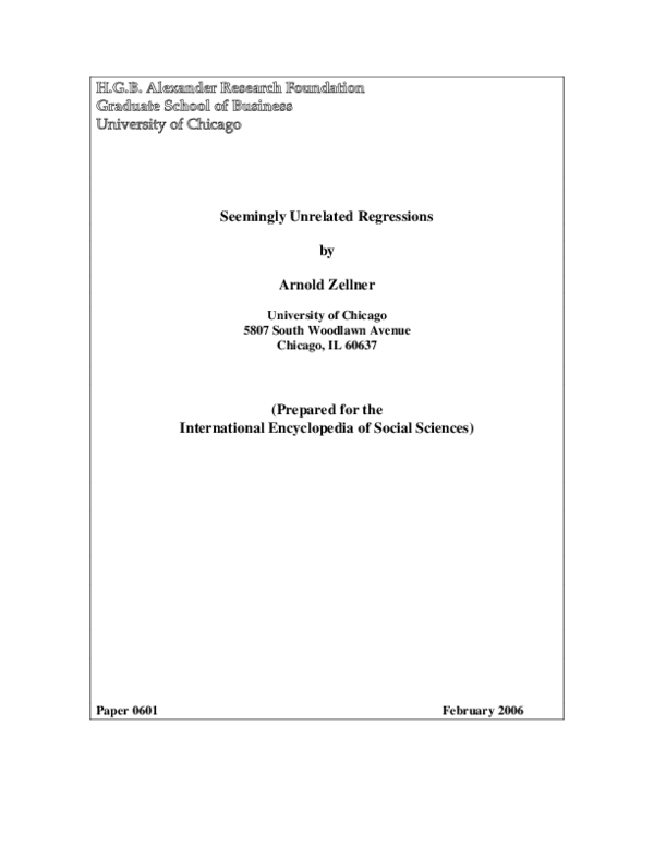 (PDF) Seemingly Unrelated Regressions