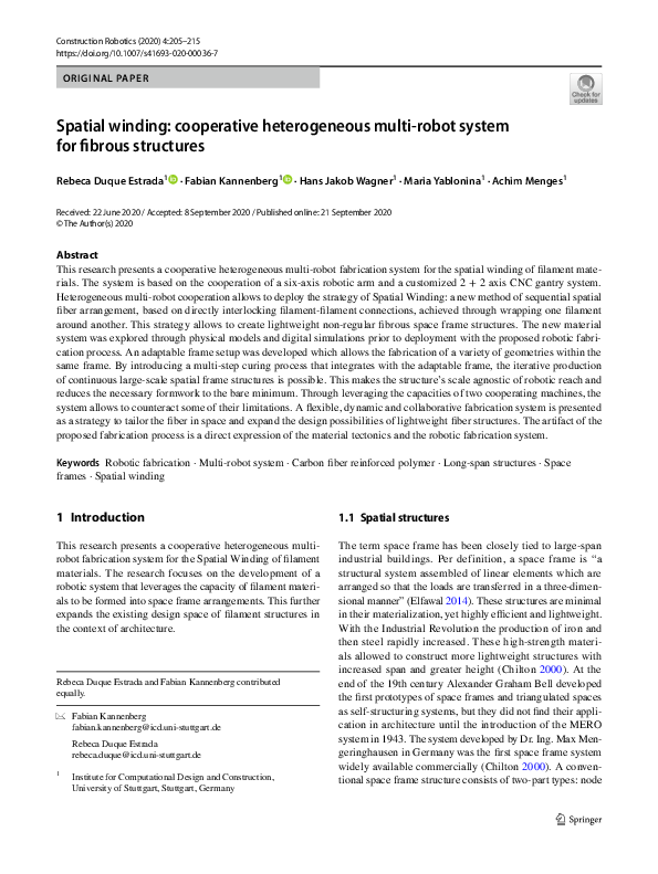 Pdf Spatial Winding Cooperative Heterogeneous Multi Robot System For Fibrous Structures 