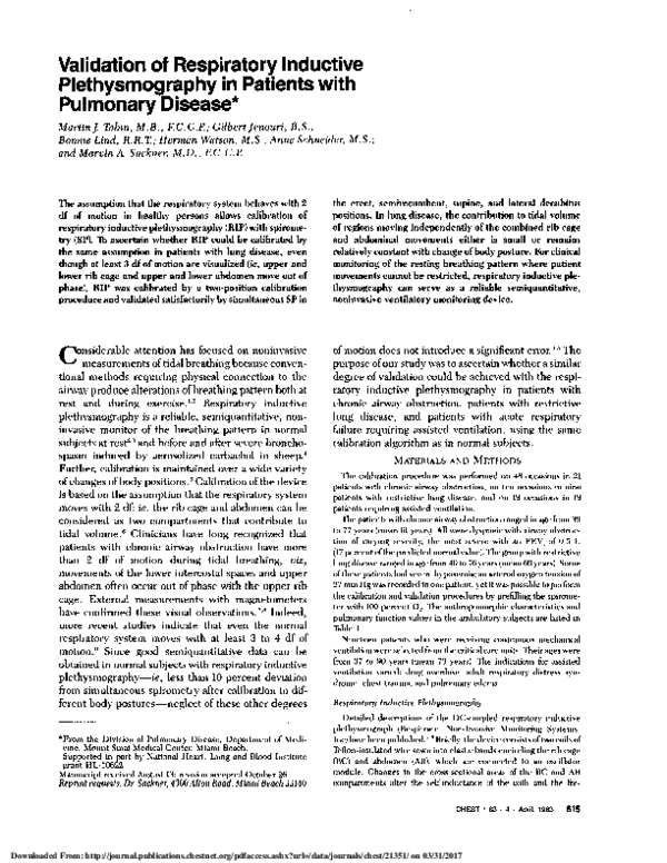 (PDF) Validation of respiratory inductive plethysmography in patients ...