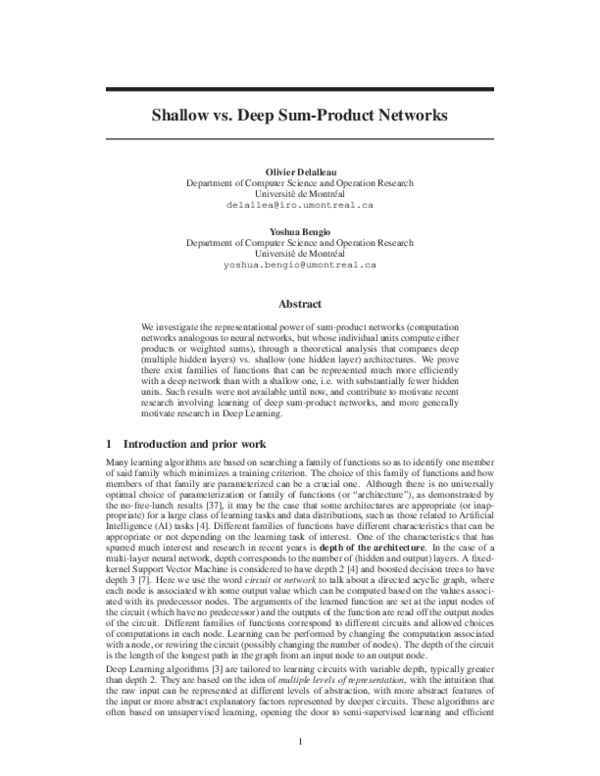 (PDF) Shallow vs. Deep Sum-Product Networks