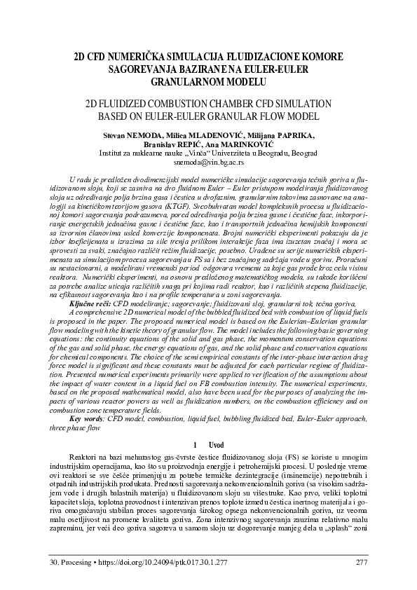Pdf Fluidized Combustion Chamber Cfd Simulation Based On Euler Euler