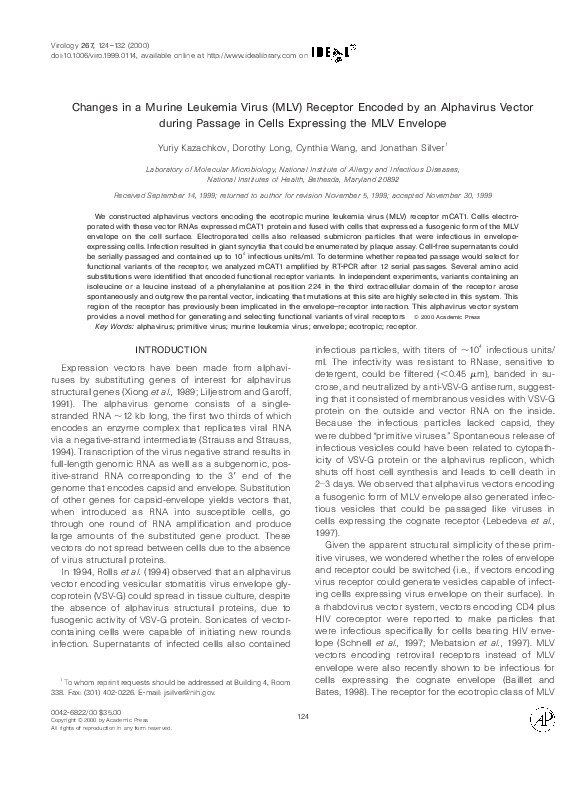 (PDF) Changes in a Murine Leukemia Virus (MLV) Receptor Encoded by an ...