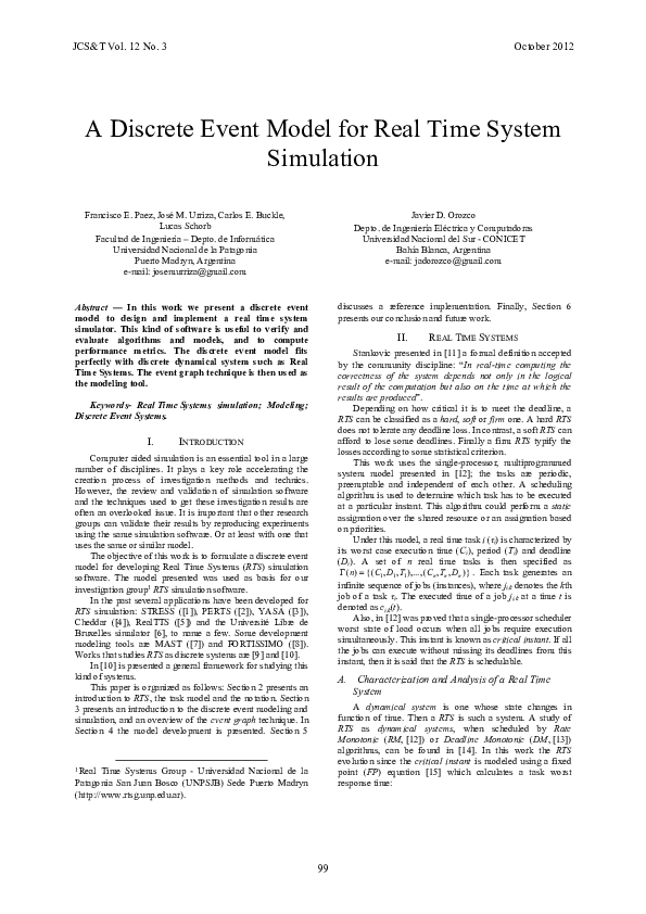 (PDF) A Discrete Event Model for Real Time System Simulation