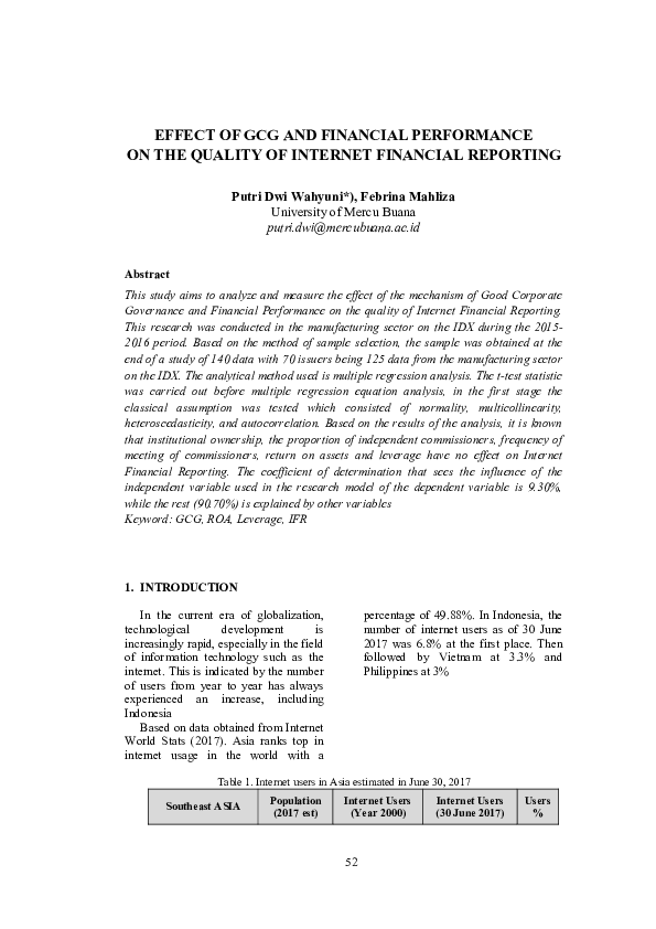 (PDF) Effect of GCG and Financial Performance on the Quality of ...