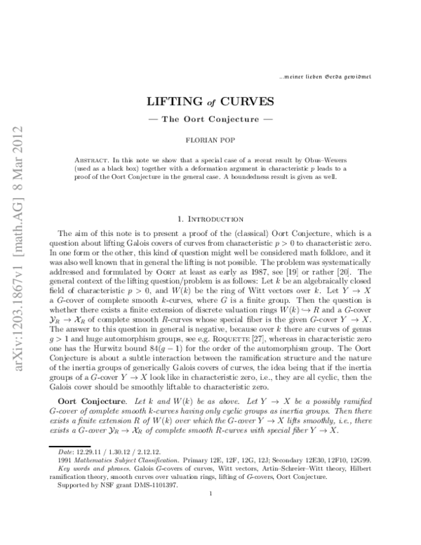 (PDF) Lifting of Curves