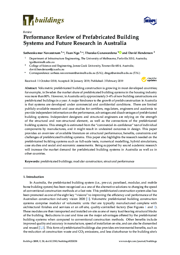 (PDF) Performance Review of Prefabricated Building Systems and Future ...