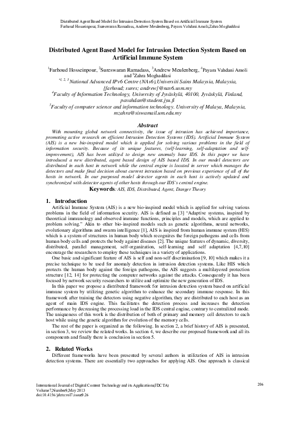 (PDF) Distributed Agent Based Model for Intrusion Detection System ... (PDF) Distributed Agent Based Model for Intrusion Detection System ...