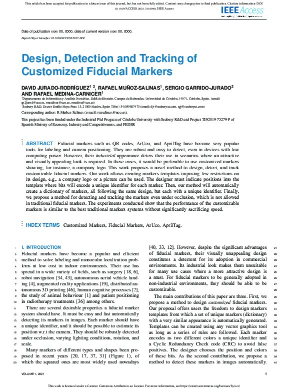 (PDF) Customizable Fiducial Markers: Design & Tracking