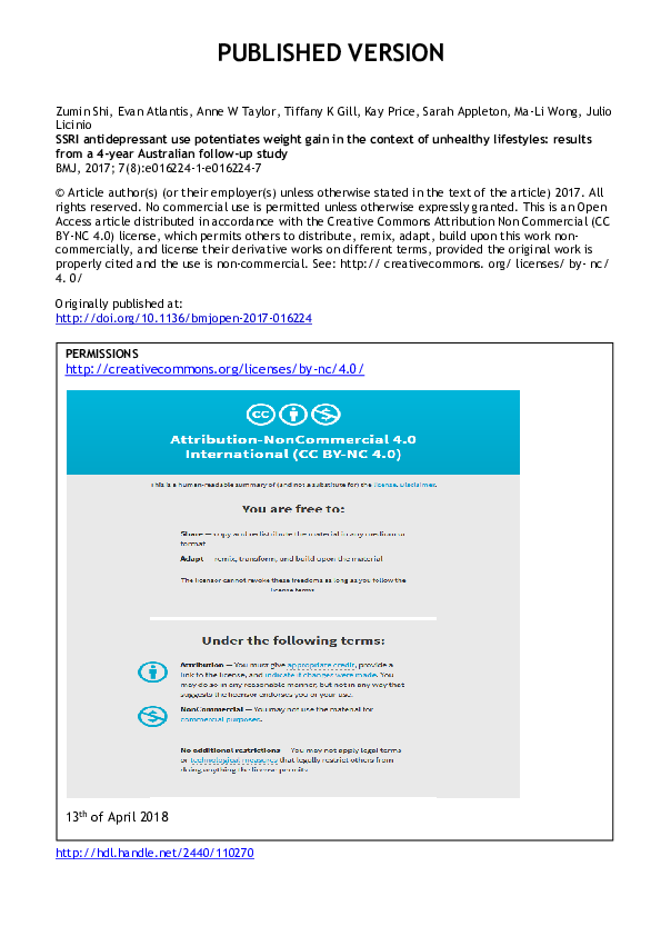 (PDF) SSRI antidepressant use potentiates weight gain in the context of ...