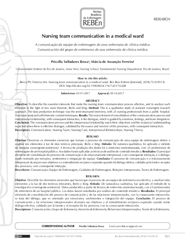 (PDF) Nursing team communication in a medical ward