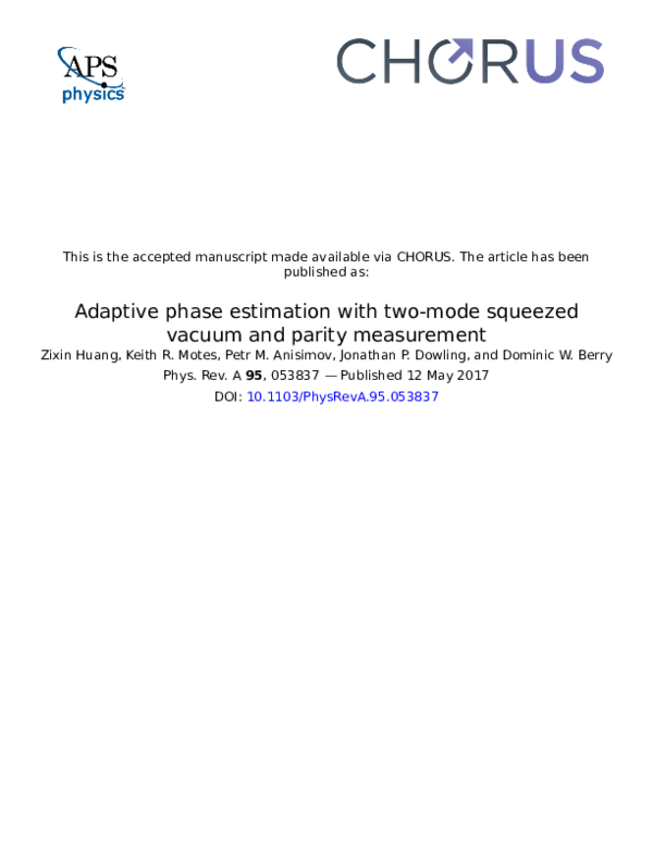 (PDF) Adaptive phase estimation with two-mode squeezed vacuum and ...