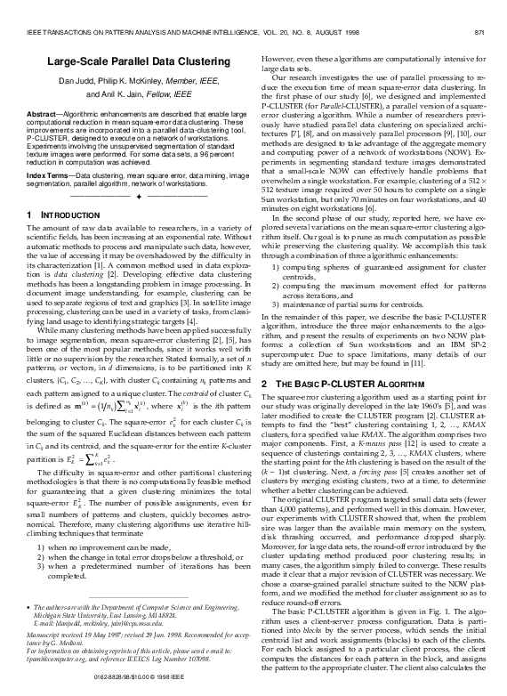 (PDF) Large-scale parallel data clustering