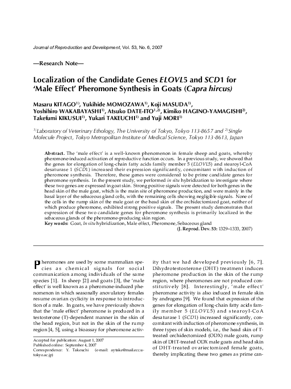 (PDF) Localization of the Candidate Genes ELOVL5 and SCD1 for `Male ...