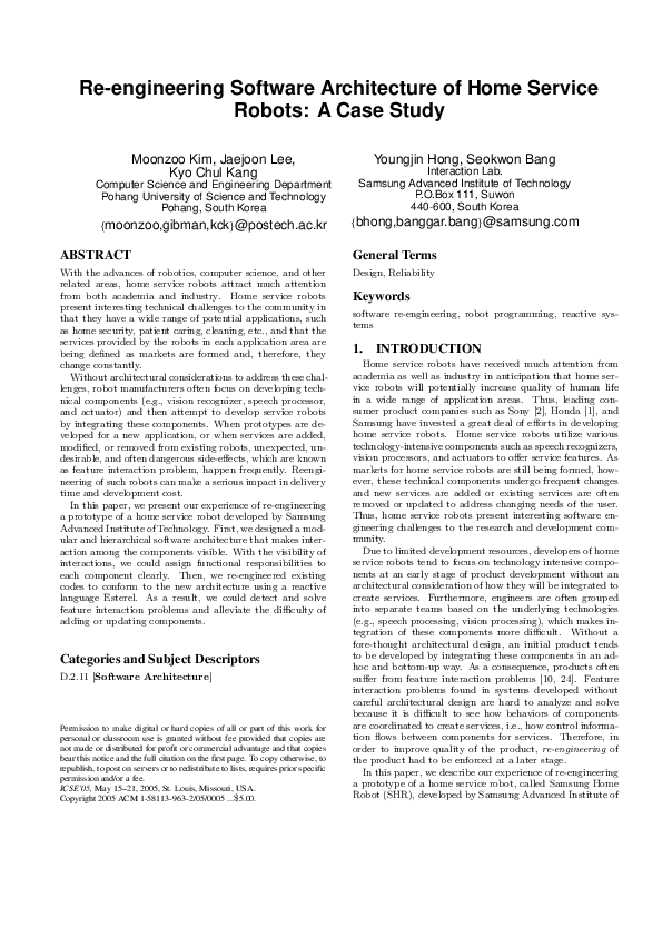 (PDF) Re-engineering software architecture of home service robots: a ...
