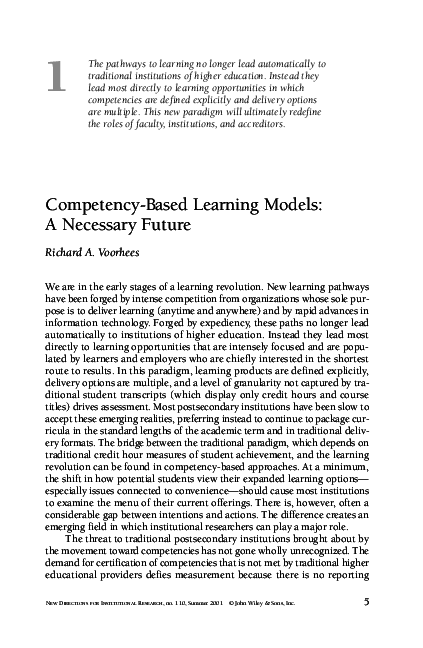 (PDF) Competency‐Based Learning Models: A Necessary Future