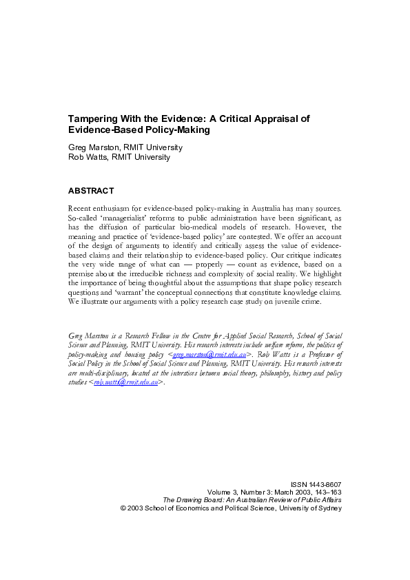 (PDF) Tampering With the Evidence: A Critical Appraisal of Evidence ...