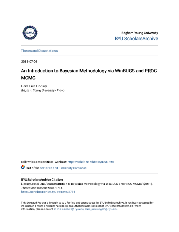 (PDF) An Introduction to Bayesian Methodology via WinBUGS and PROC MCMC | Heidi Lindsey ...
