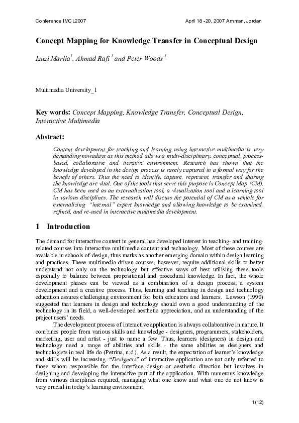(PDF) Concept Mapping for Knowledge Transfer in Conceptual Design
