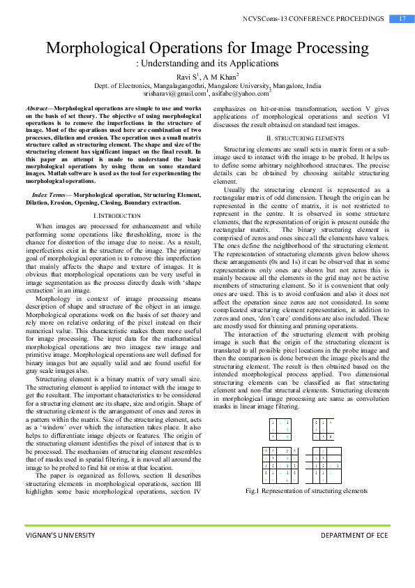 Pdf Morphological Operations For Image Processing Understanding And