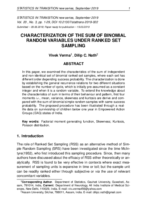 (PDF) Characterization of the Sum of Binomial Random Variables Under ...