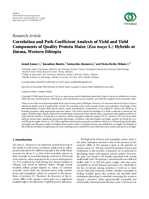 (PDF) Correlation and Path Coefficient Analysis of Yield and Yield Components of Quality Protein ...