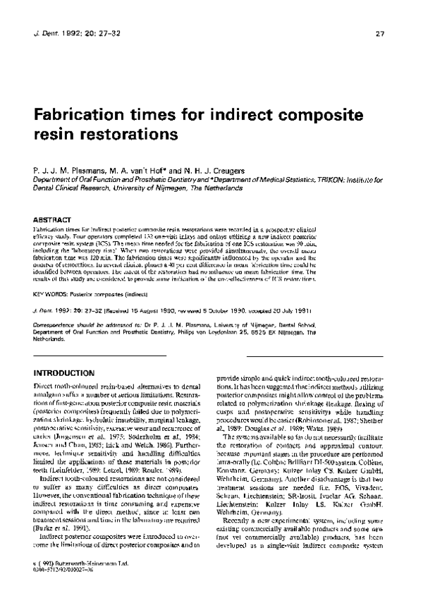 (PDF) Fabrication times for indirect composite resin restorations