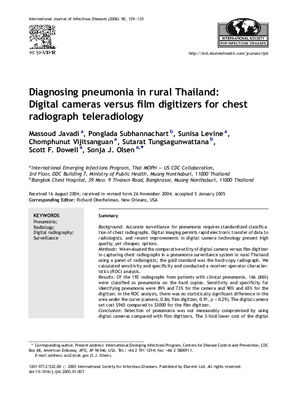 (PDF) Diagnosing pneumonia in rural Thailand: Digital cameras versus ...