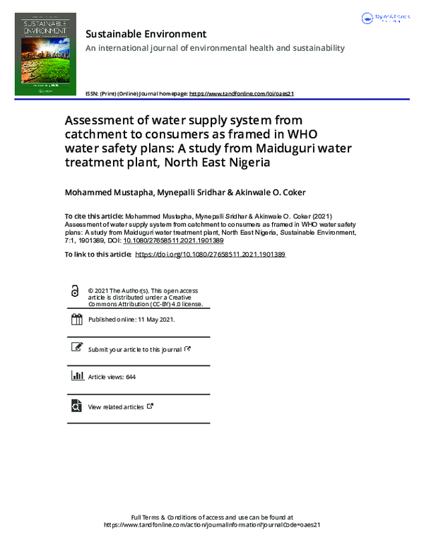 (PDF) Assessment of water supply system from catchment to consumers as ...