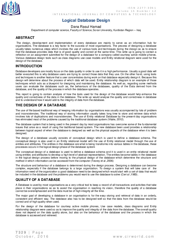 (PDF) Logical Database Design