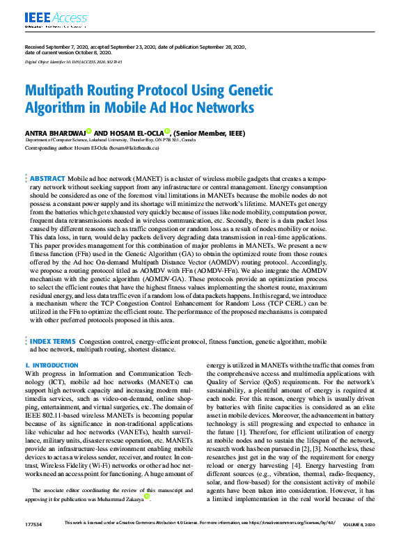 (PDF) Multipath Routing Protocol Using Genetic Algorithm in Mobile Ad Hoc Networks