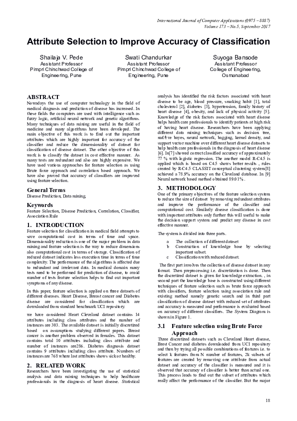 (PDF) Attribute Selection to Improve Accuracy of Classification