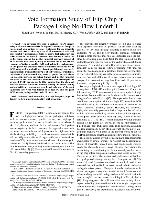 (PDF) Void Formation Study of Flip Chip in Package Using No-Flow Underfill