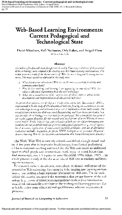 (PDF) Web-based learning environments (WBLE)—Current technological and ...