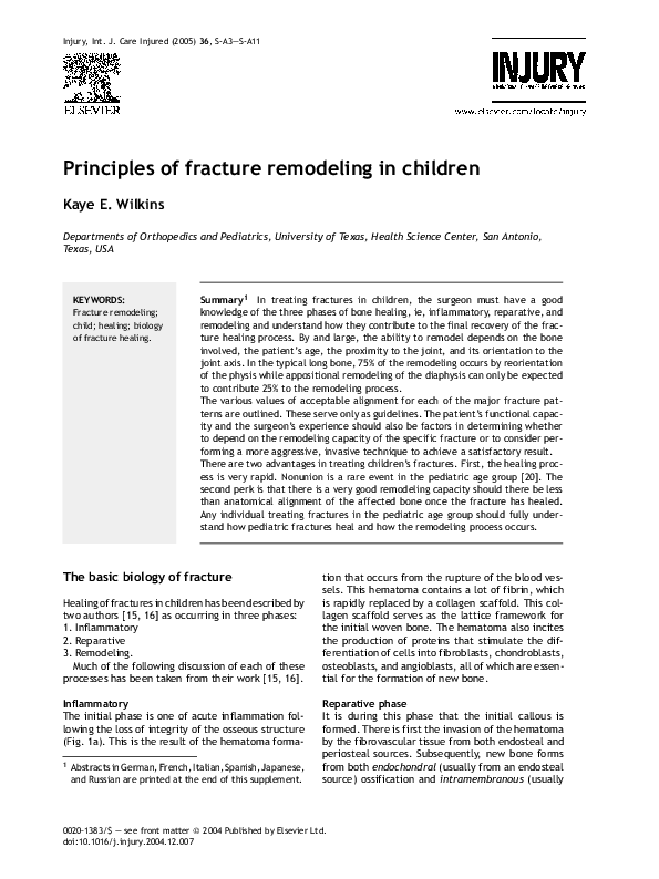 (PDF) Principles of fracture remodeling in children