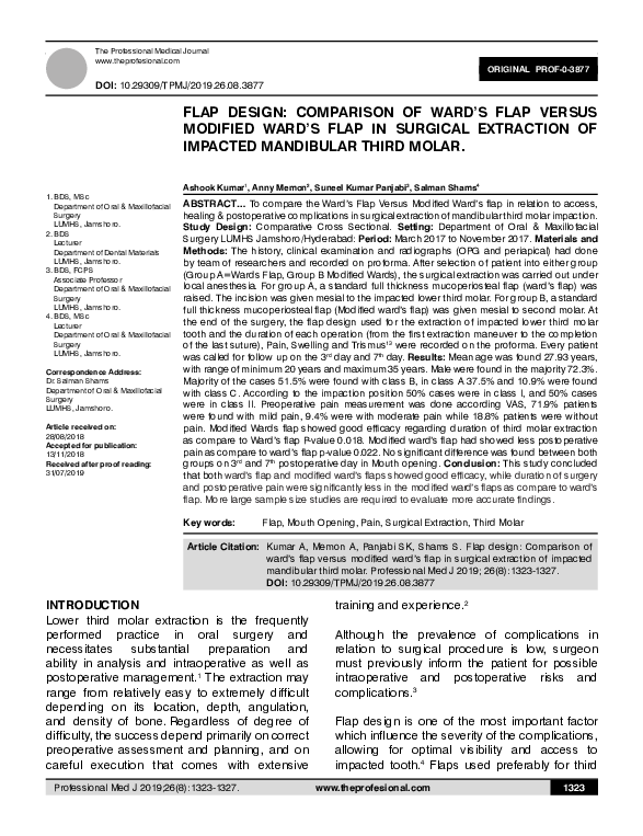 (PDF) Flap design: Comparison of ward’s flap versus modified ward’s ...