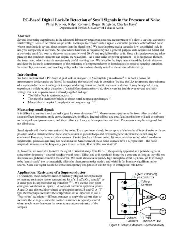 (PDF) PC-Based Digital Lock-In Detection of Small Signals in the Presence of Noise