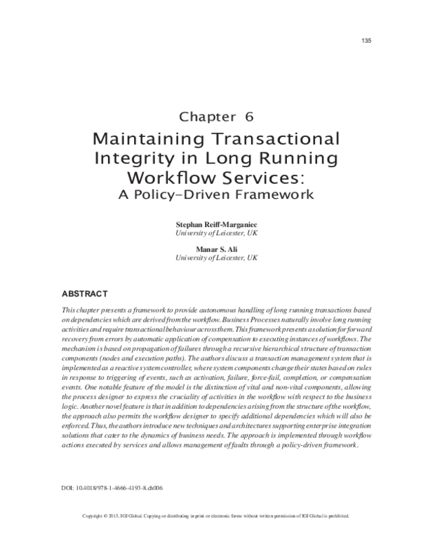 (PDF) Maintaining Transactional Integrity in Long Running Workflow Services