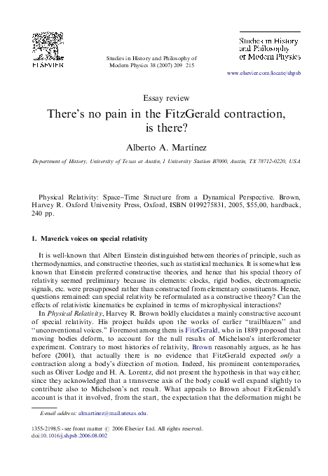 (PDF) There's no pain in the FitzGerald contraction, is there?
