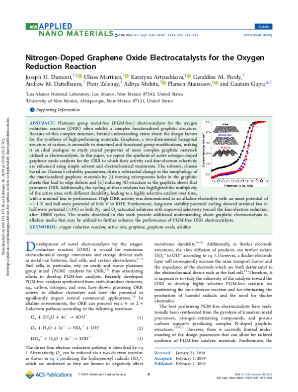 (PDF) Nitrogen-Doped Graphene Oxide Electrocatalysts for the Oxygen ...