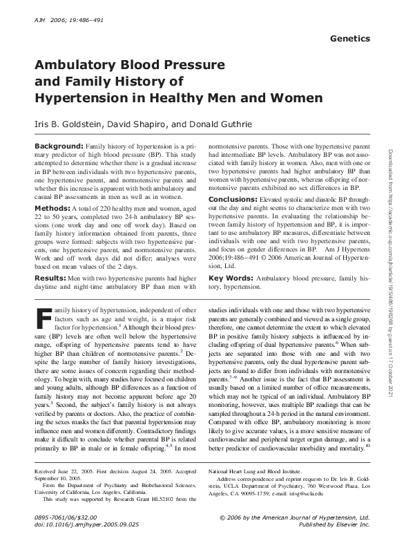 (PDF) Ambulatory blood pressure and family history of hypertension in ...