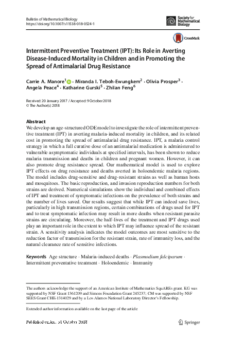 (PDF) Intermittent Preventive Treatment (IPT): Its Role in Averting ...