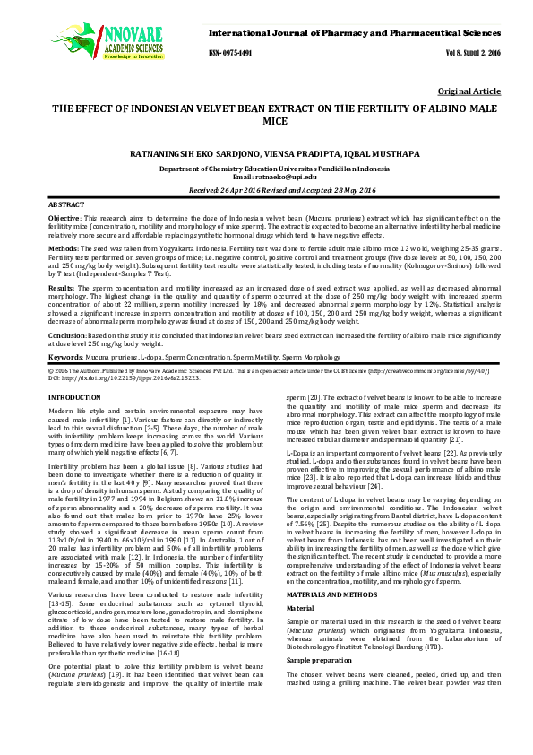 (PDF) The Effect of Indonesian Velvet Bean Extract on the Fertility of ...