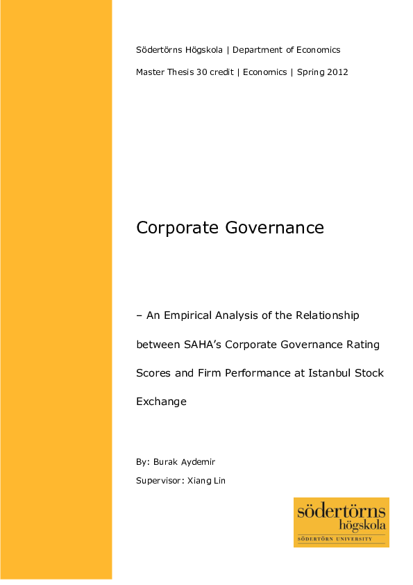 (PDF) Corporate Governance : An Empirical Analysis of the Relationship between SAHA’s Corporate ...
