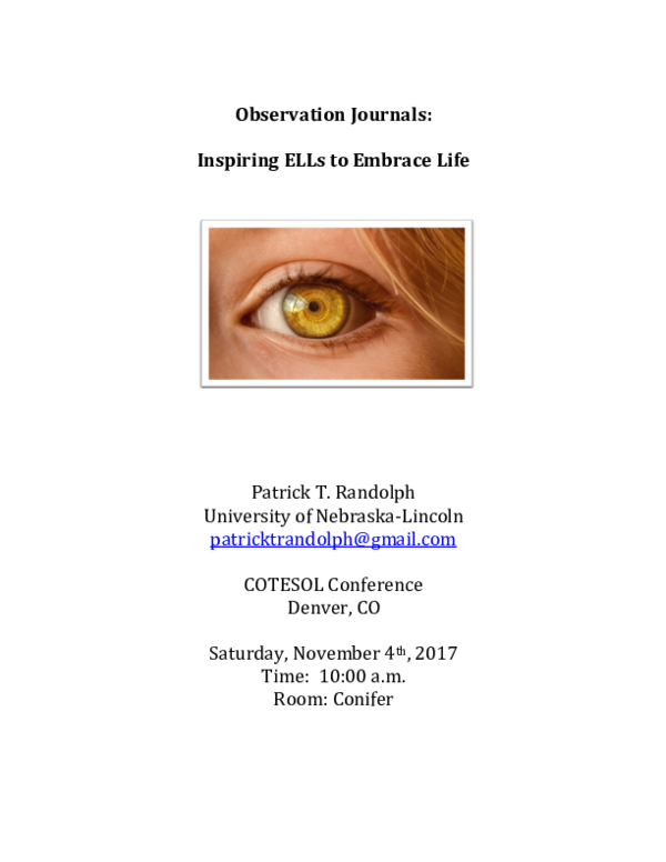 (PDF) Observation Journals Handout