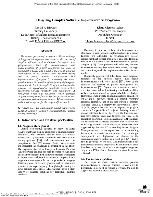 (PDF) Designing complex software implementation programs