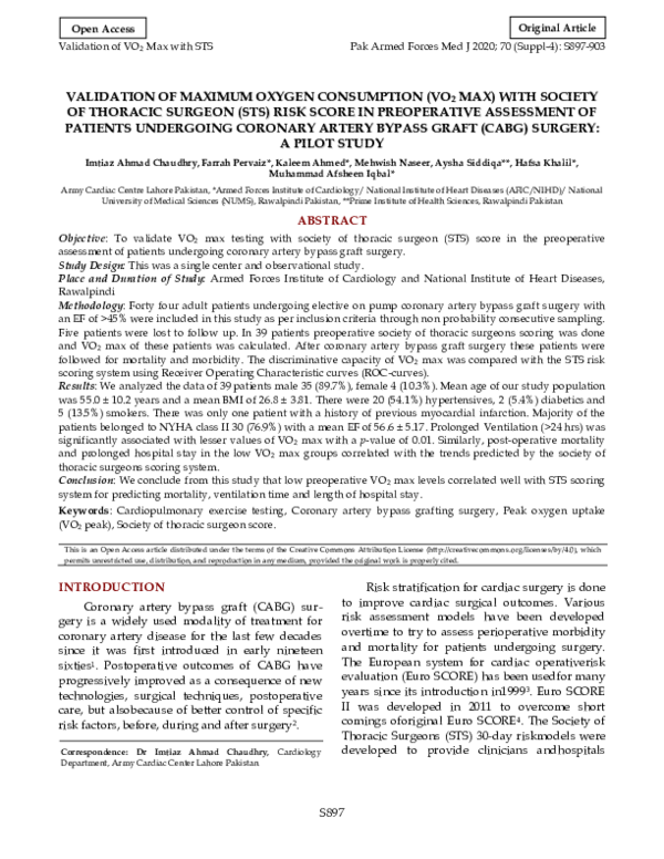 (PDF) Validation of Maximum Oxygen Consumption (VO2 Max) with Society ...