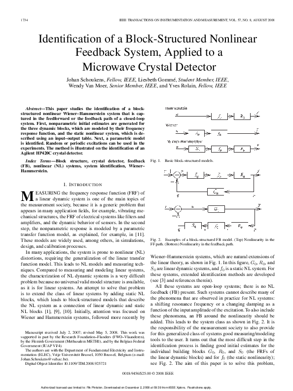 (PDF) Identification of a Block-Structured Nonlinear Feedback System ...