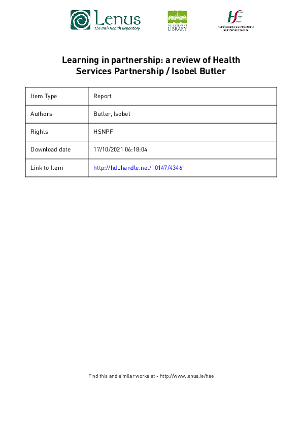 (PDF) Learning in partnership: a review of Health Services Partnership ...